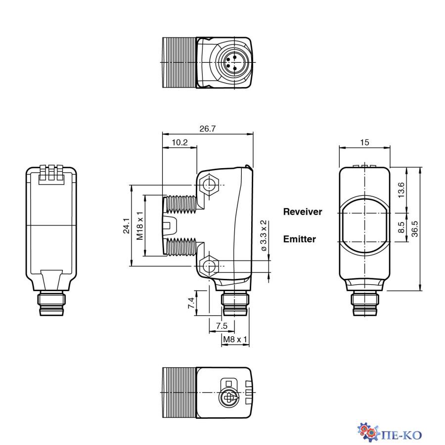 ᐉ Оптичний датчик відстані Pepperl+Fuchs OMT100-R103-2EP-IO-V31 | Купити в Україні